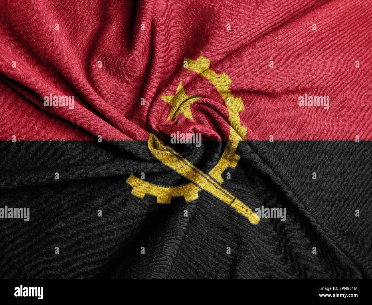 Fabric Flag of the Angola, National Flag of the Angola Stock Photo - Alamy