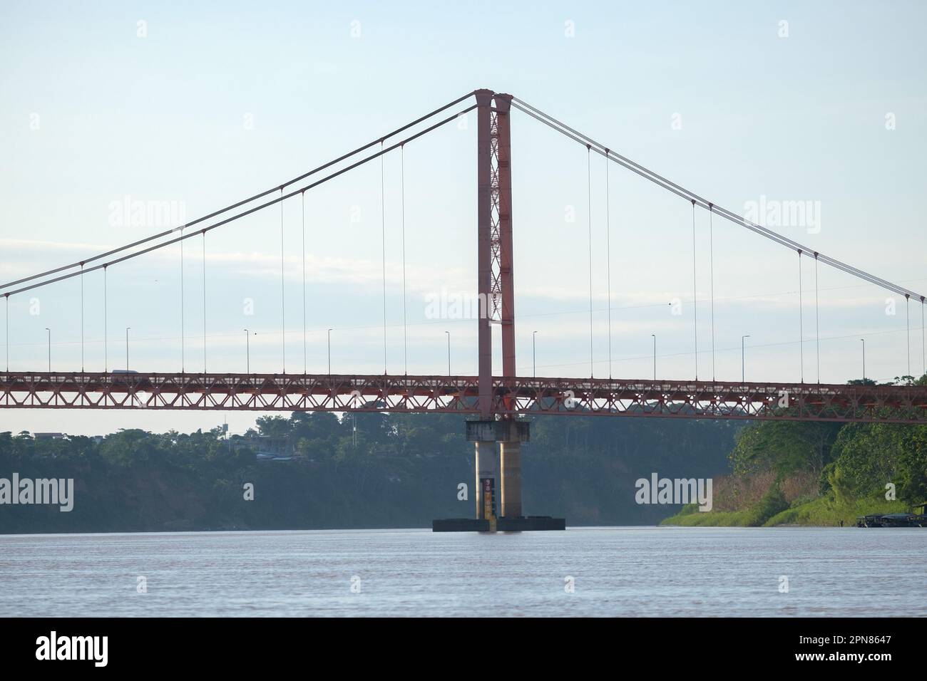 Puerto Maldonado Billinghurst red bridge with Amazon river, blue sky ...