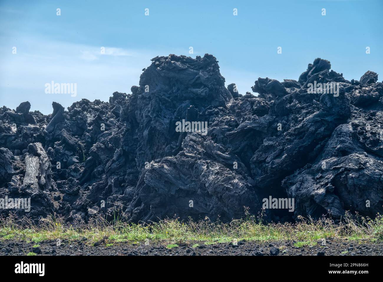 Variety of forms of basalt solidified lava (clinker, block-lava ...