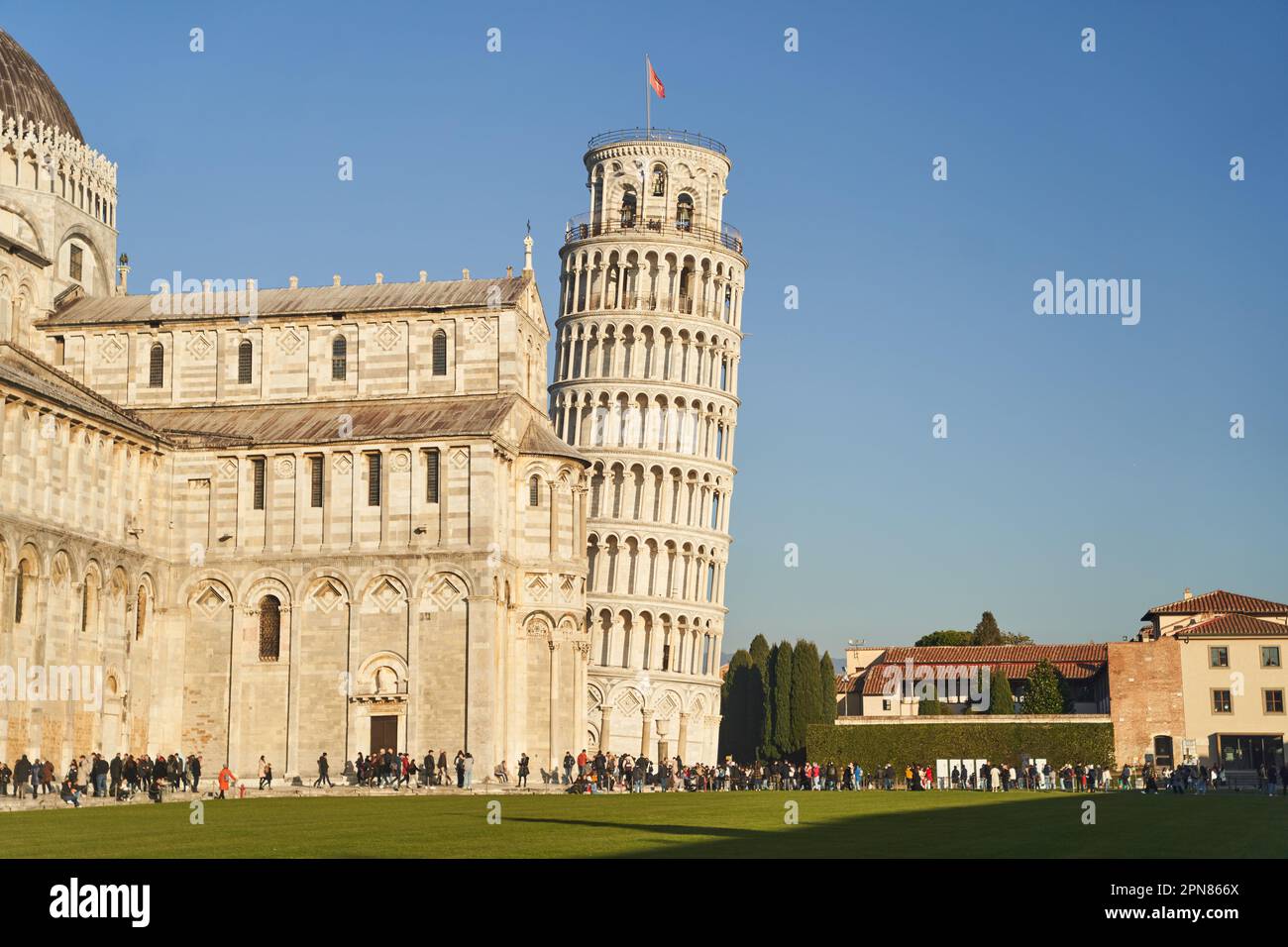 Pisa, Italy - 13.02.2023: View of the Leaning Tower of Pisa on a sunny ...