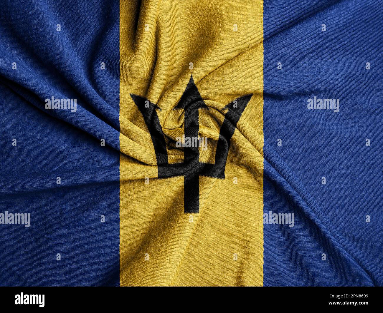 Fabric Flag of the Barbados, National Flag of the Barbados Stock Photo ...