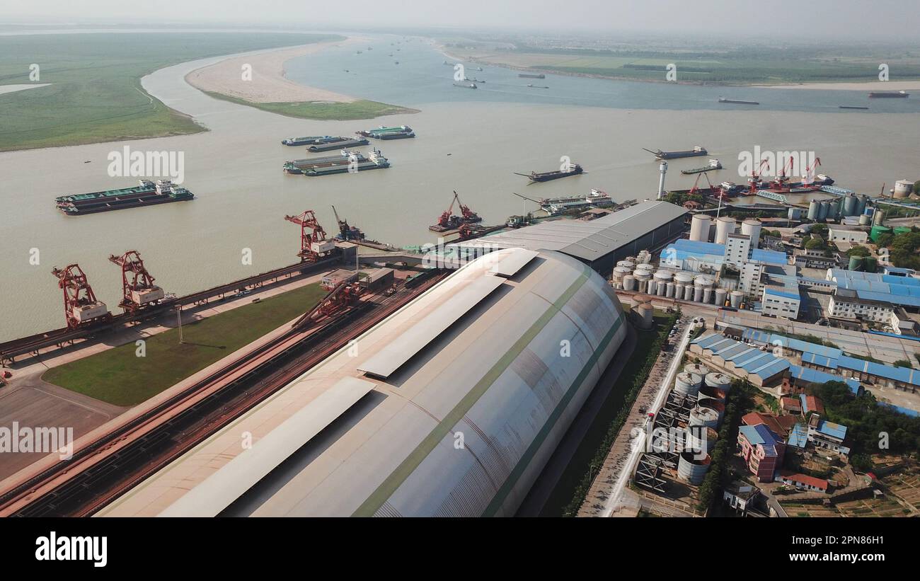 Yueyang. 17th Apr, 2023. This aerial photo taken on April 17, 2023 ...