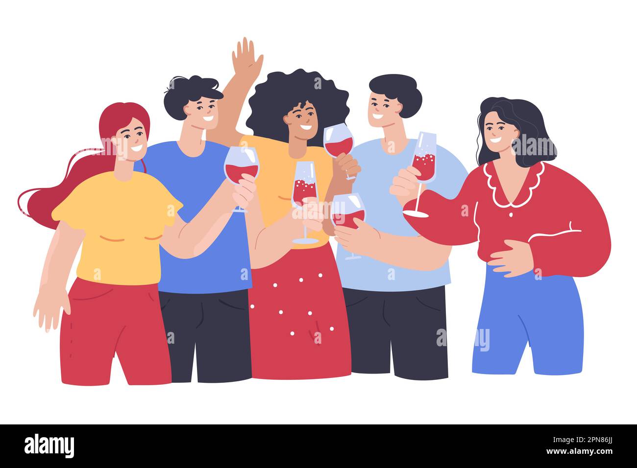Happy friends drinking alcohol flat vector illustration Stock Vector ...