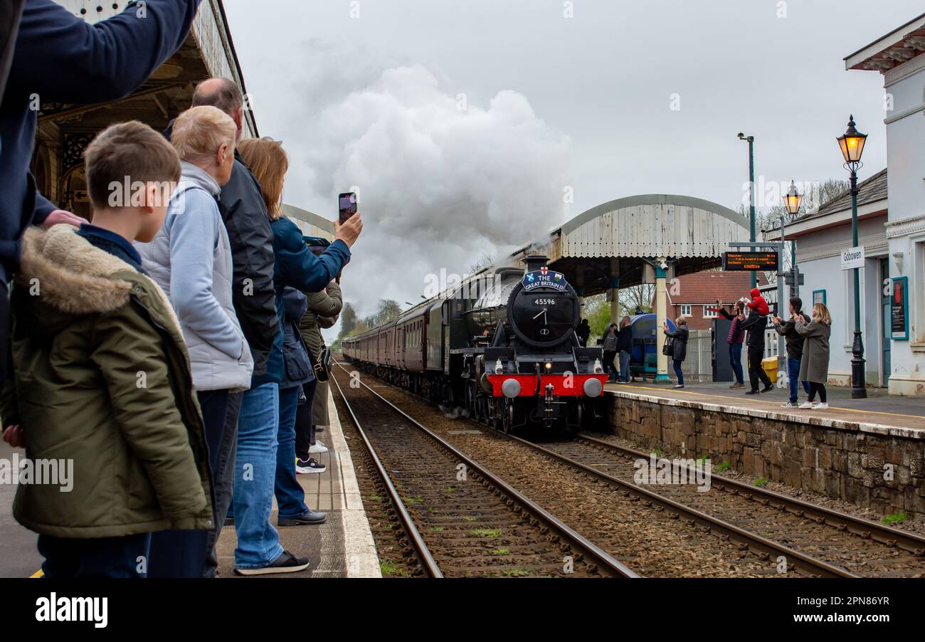 The Bahamas 45596 steam train passing Gobowen in Shropshire Stock Photo ...