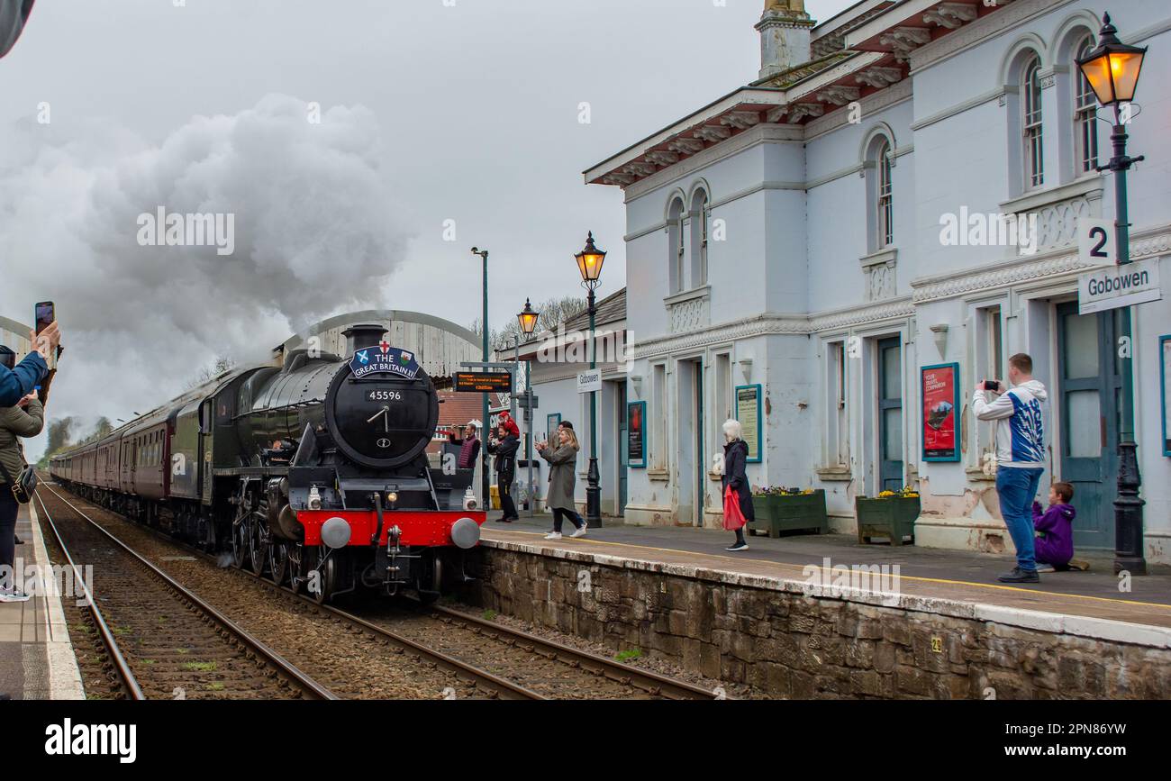 The Bahamas 45596 steam train passing Gobowen in Shropshire Stock Photo ...