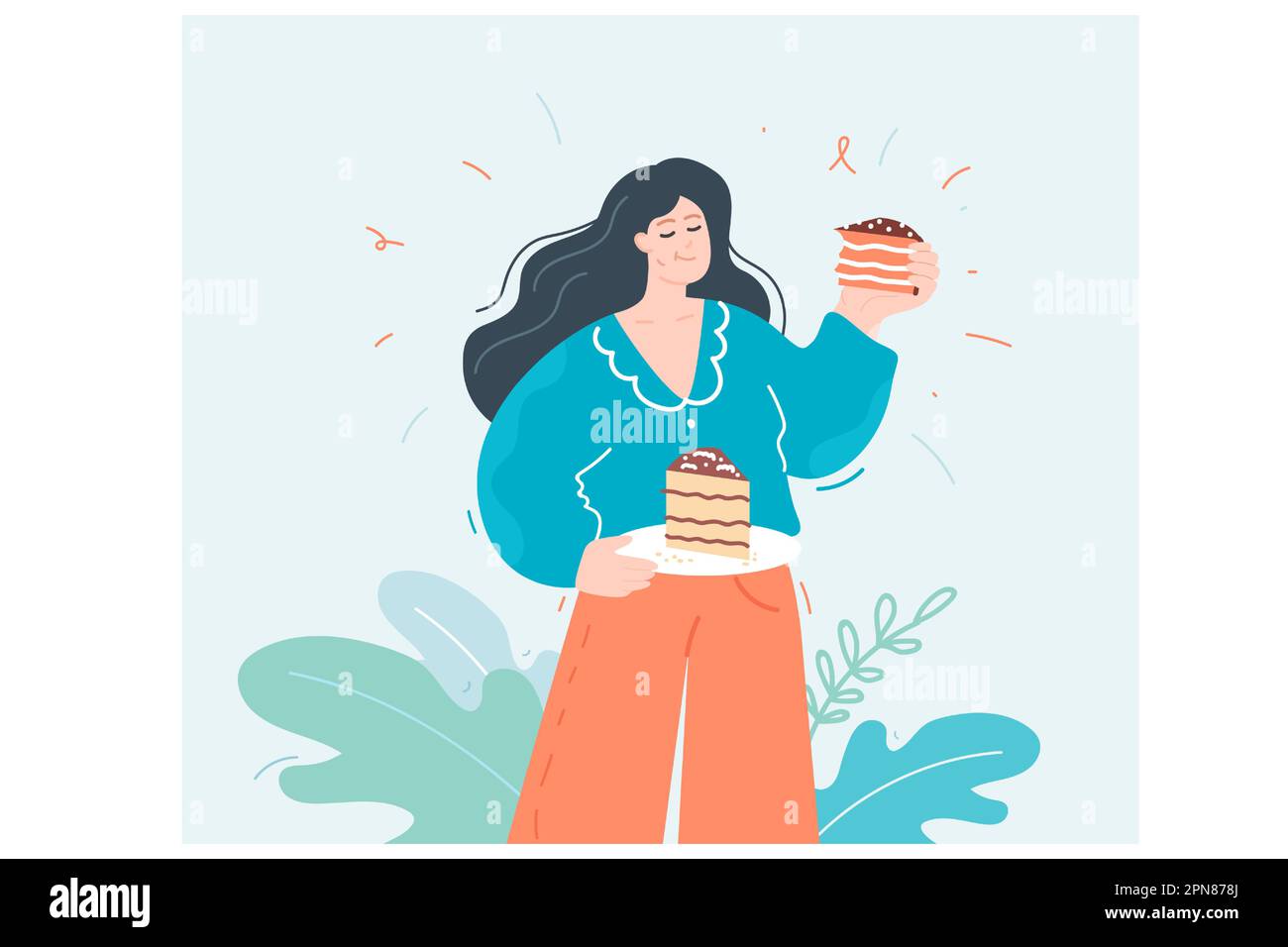 Fat girl eating cake Stock Vector Images - Alamy