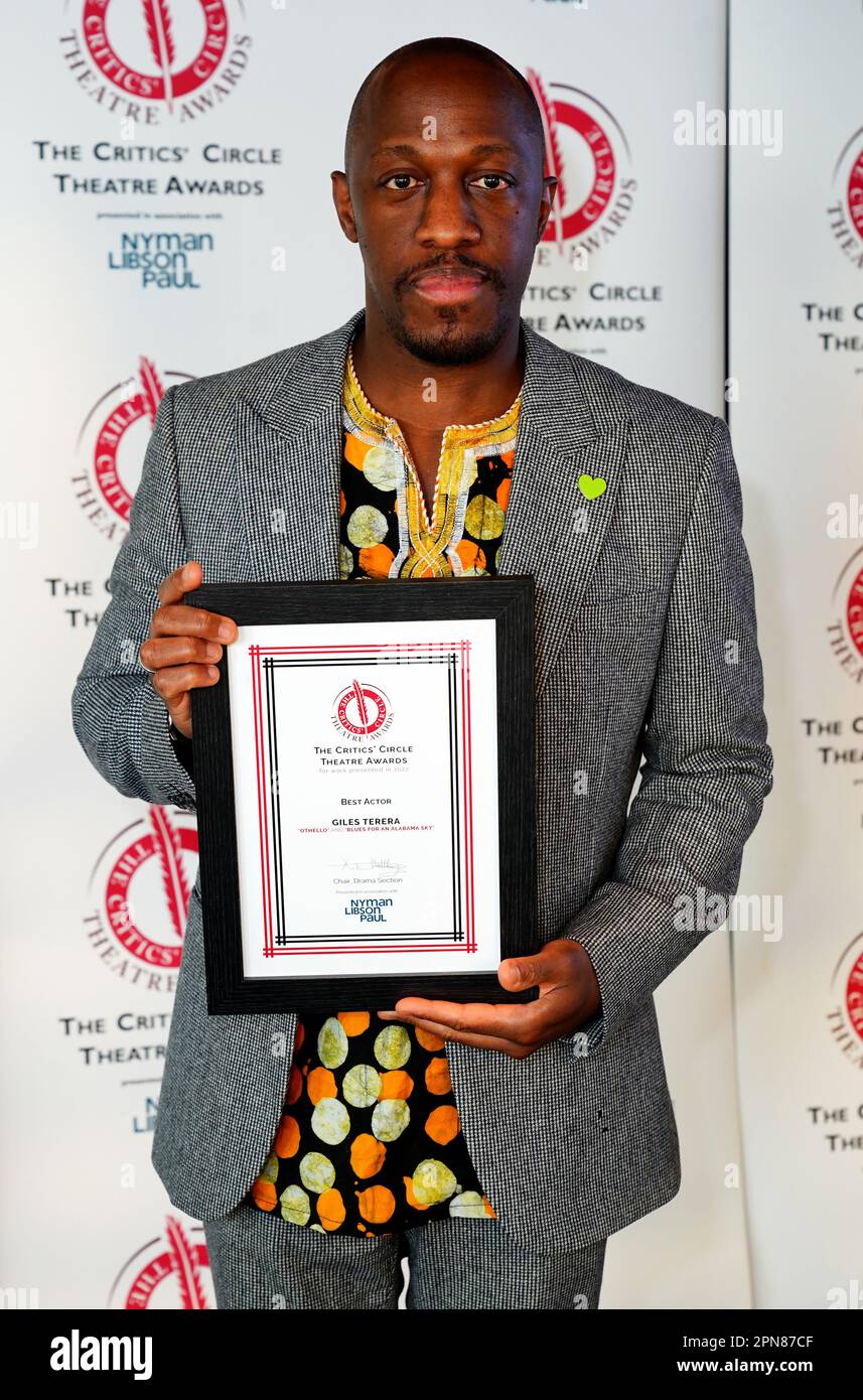 Giles Terera, winner of the 'Best Actor' Award, at the annual Critics ...