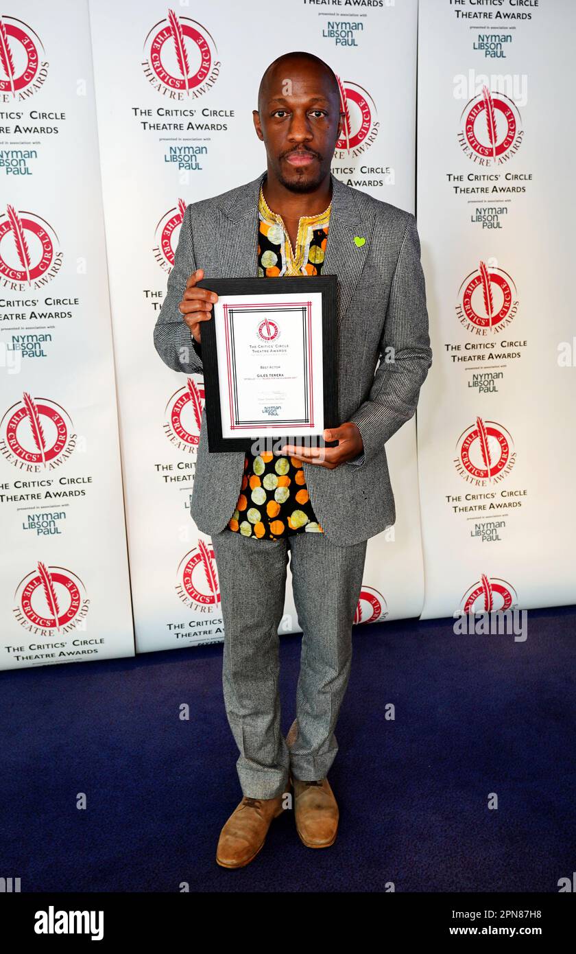 Giles Terera, winner of the 'Best Actor' Award, at the annual Critics ...