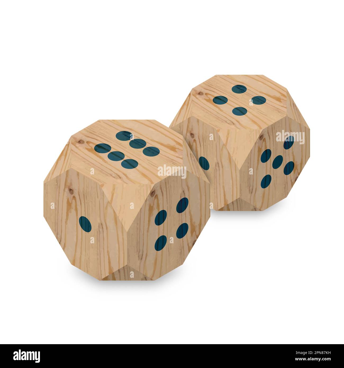 Wooden dices isolated on white background. 3D isometric style, vector ...
