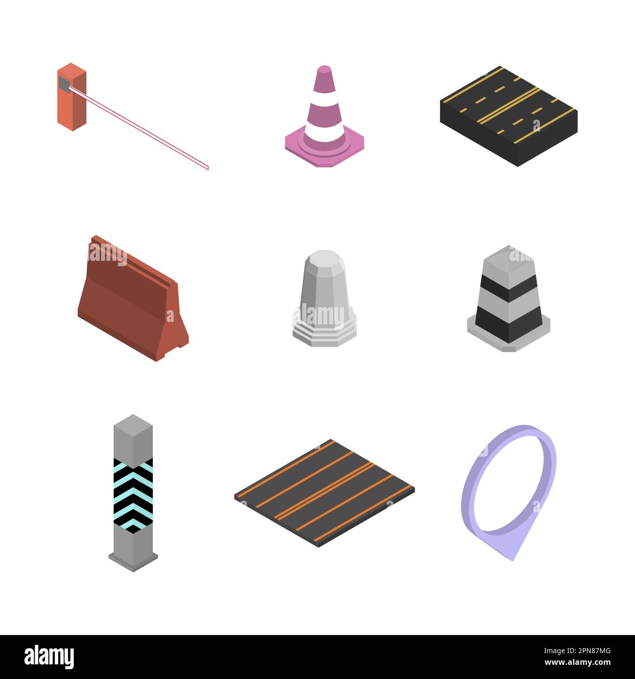 Set of different signs road repairs, isolated on white background ...