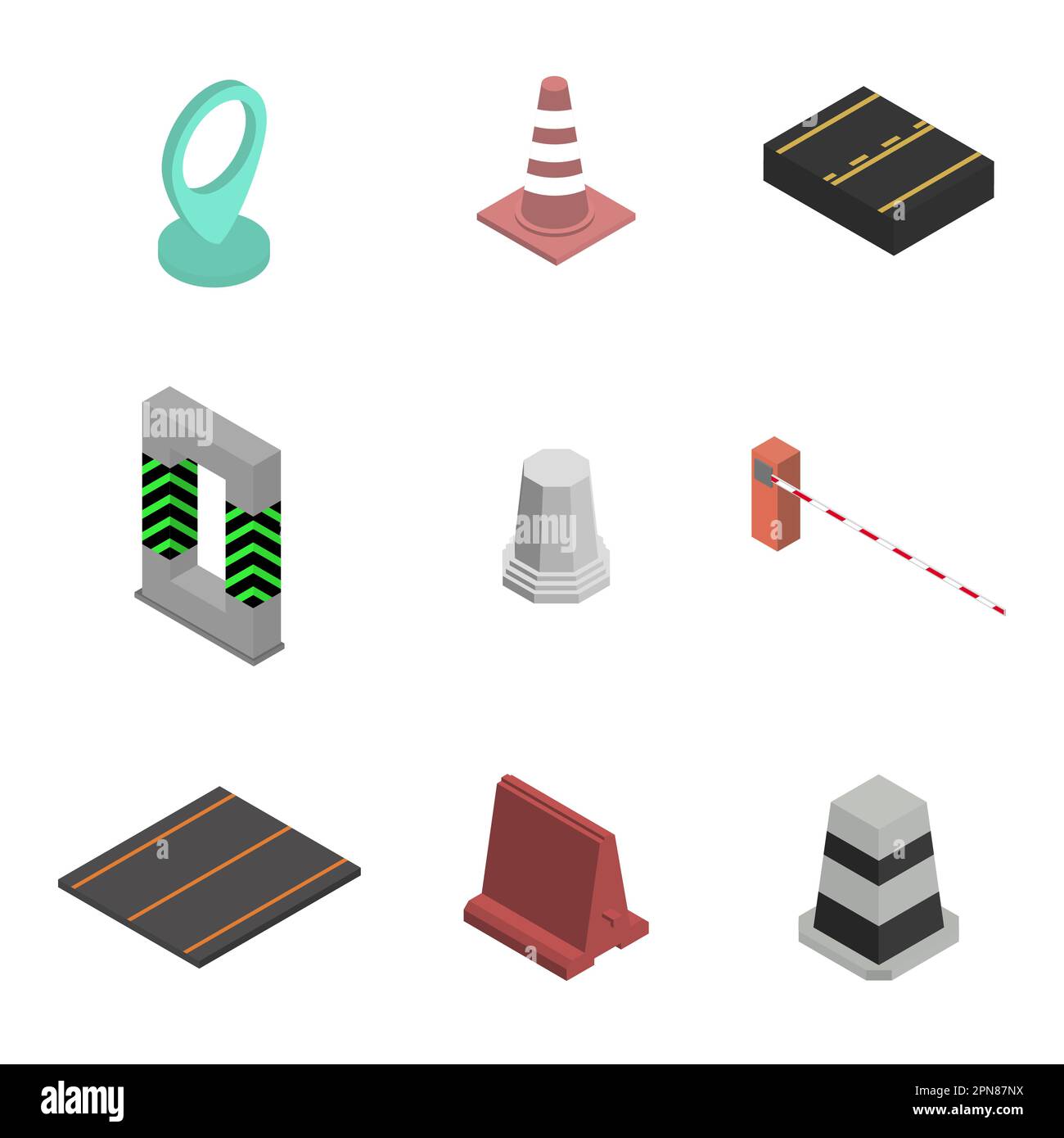 Set of different signs road repairs, isolated on white background ...