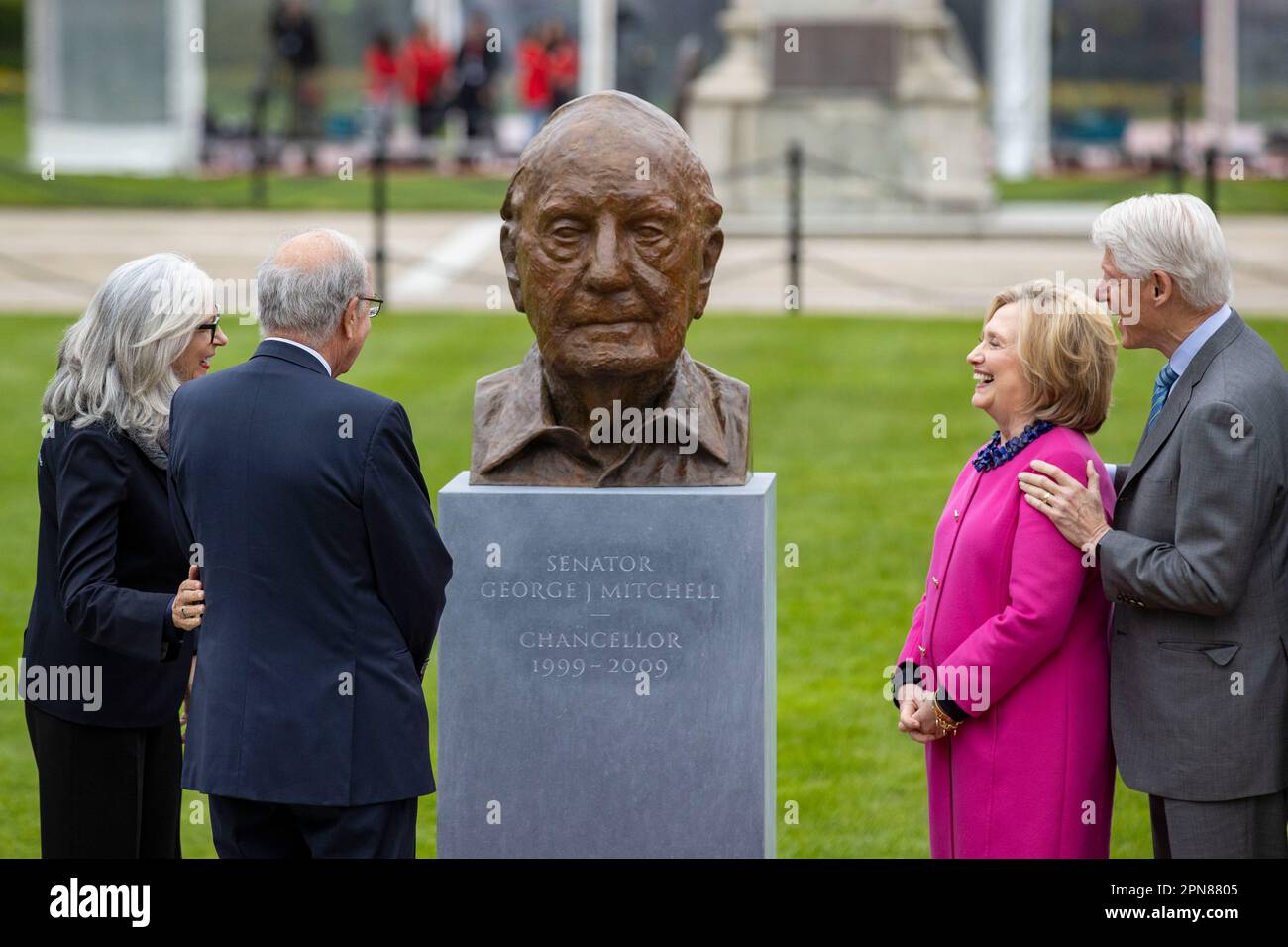 Senator George Mitchell (second left) with his wife Heather MacLachlan ...