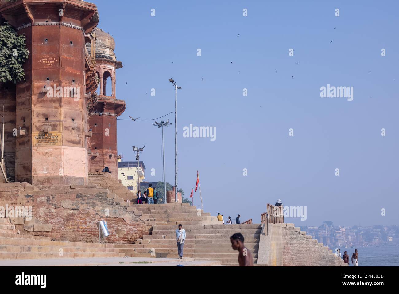 Architecture of ancient building, Historic Varanasi city with ancient ...