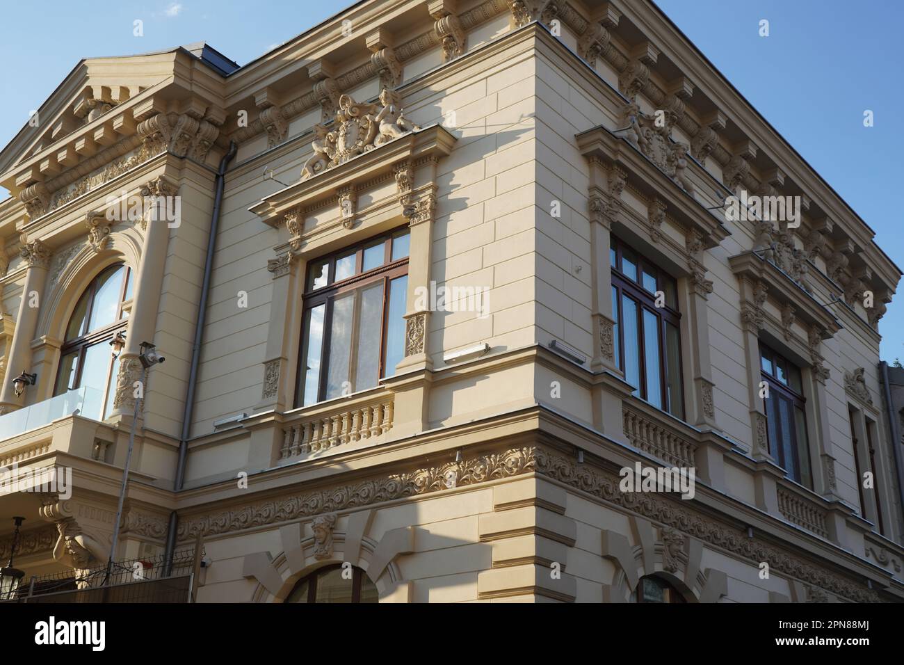 Historical beautiful neoclassical architectural style building with ...