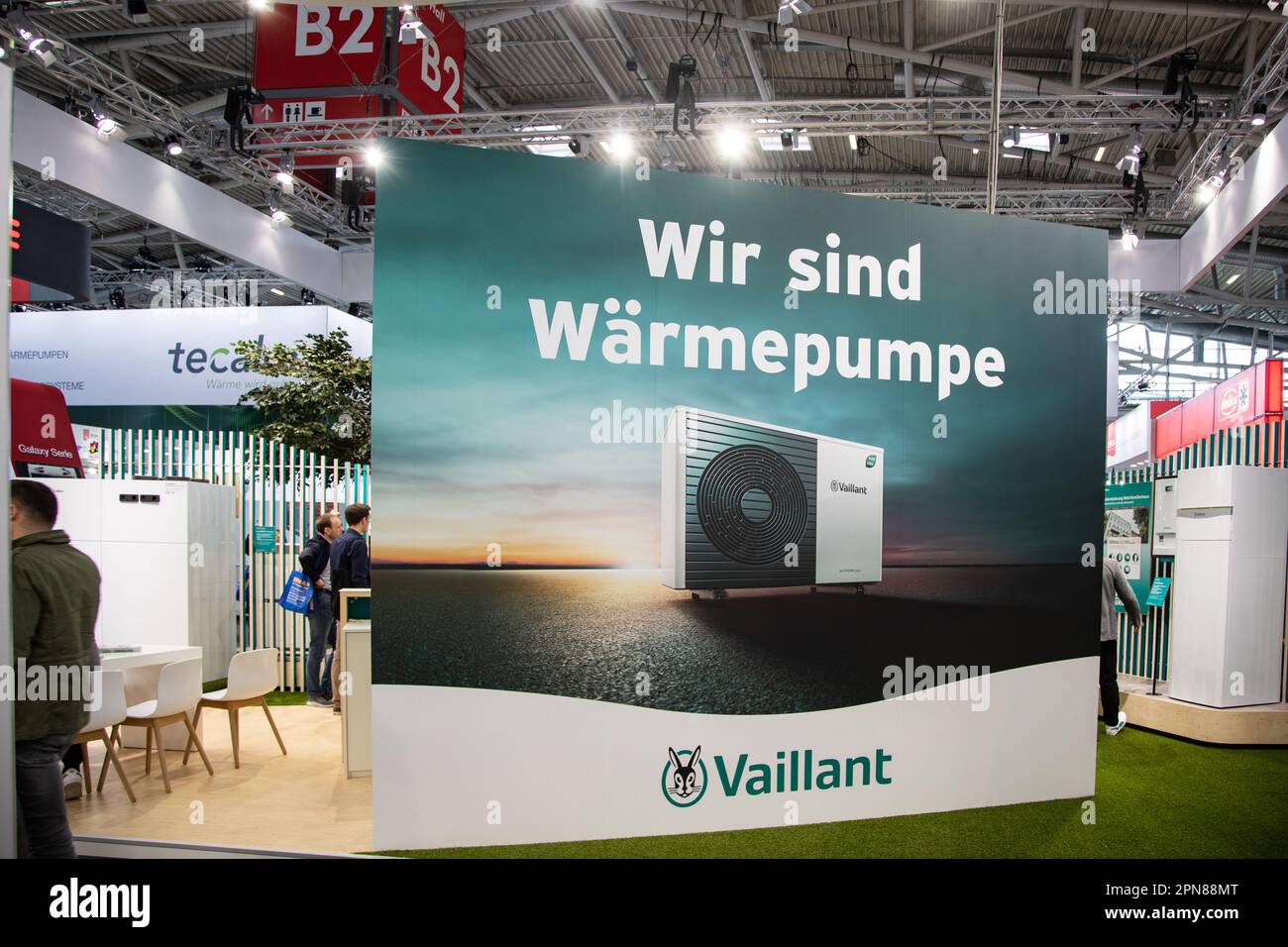 Munich, Germany. 17th Apr, 2023. Vaillant Wärmepumpe bei der Bau, der Weltleitmesse für ...