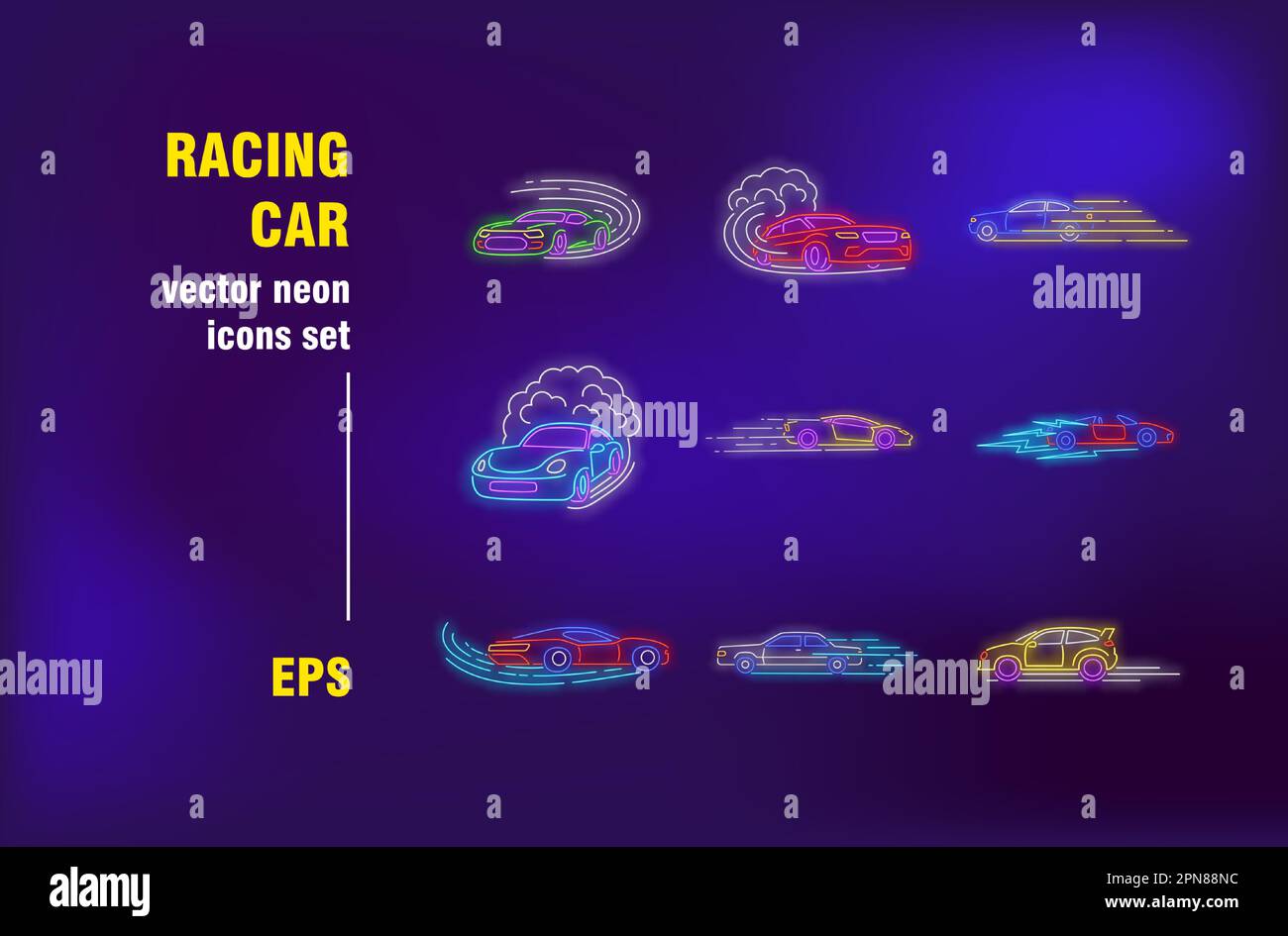Racing car neon signs set Stock Vector Image & Art - Alamy