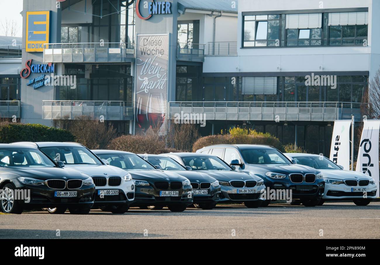 Lahr, Germany - FEb 10, 2023: A fleet of luxury German cars parked in a ...