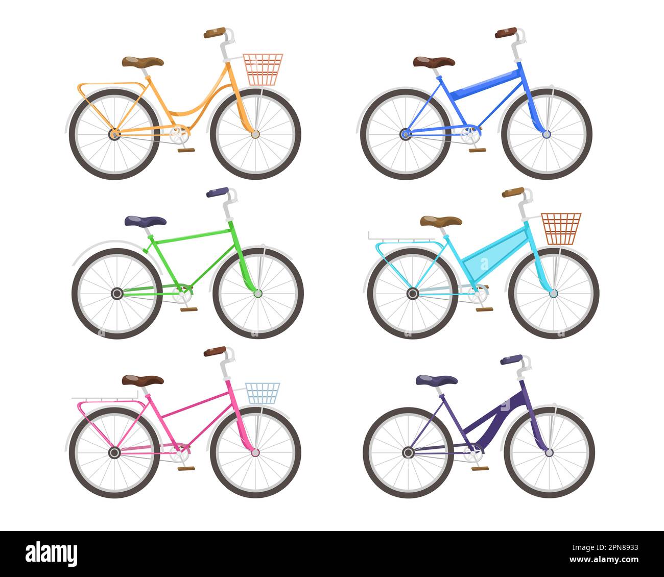 Bicycles of different colors vector illustrations set Stock Vector ...