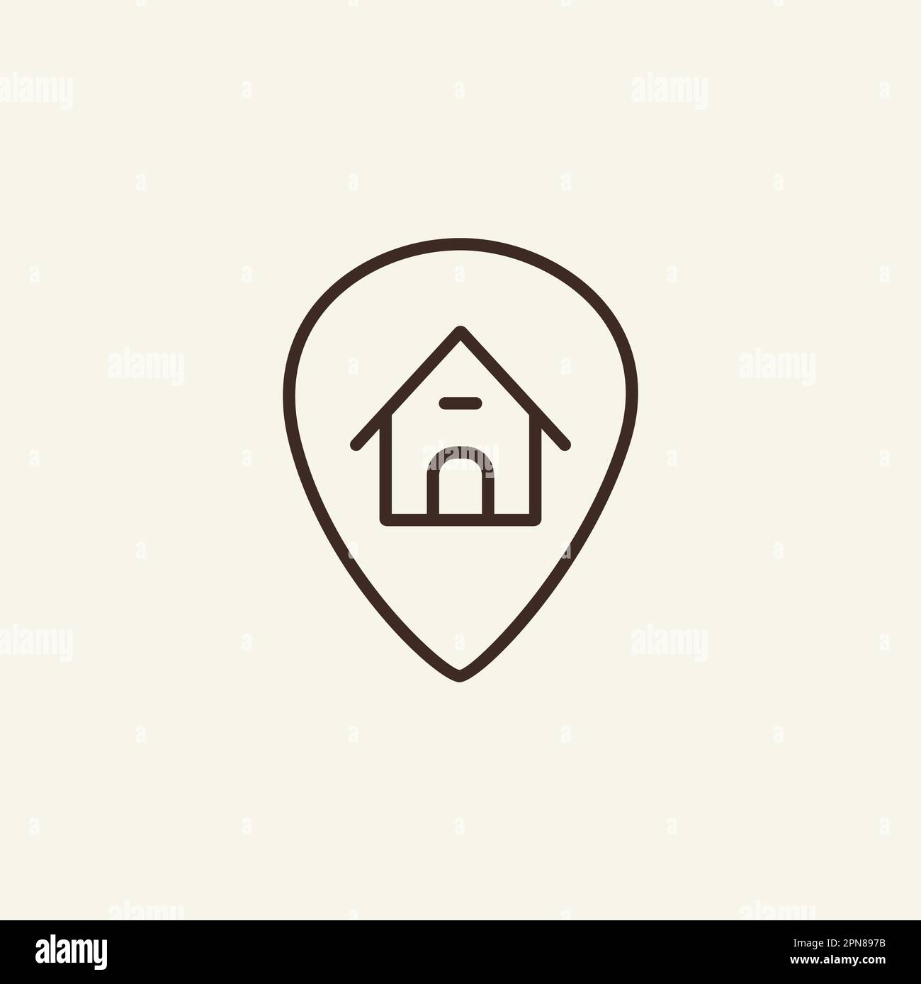 Location tag with house line icon Stock Vector Image & Art - Alamy