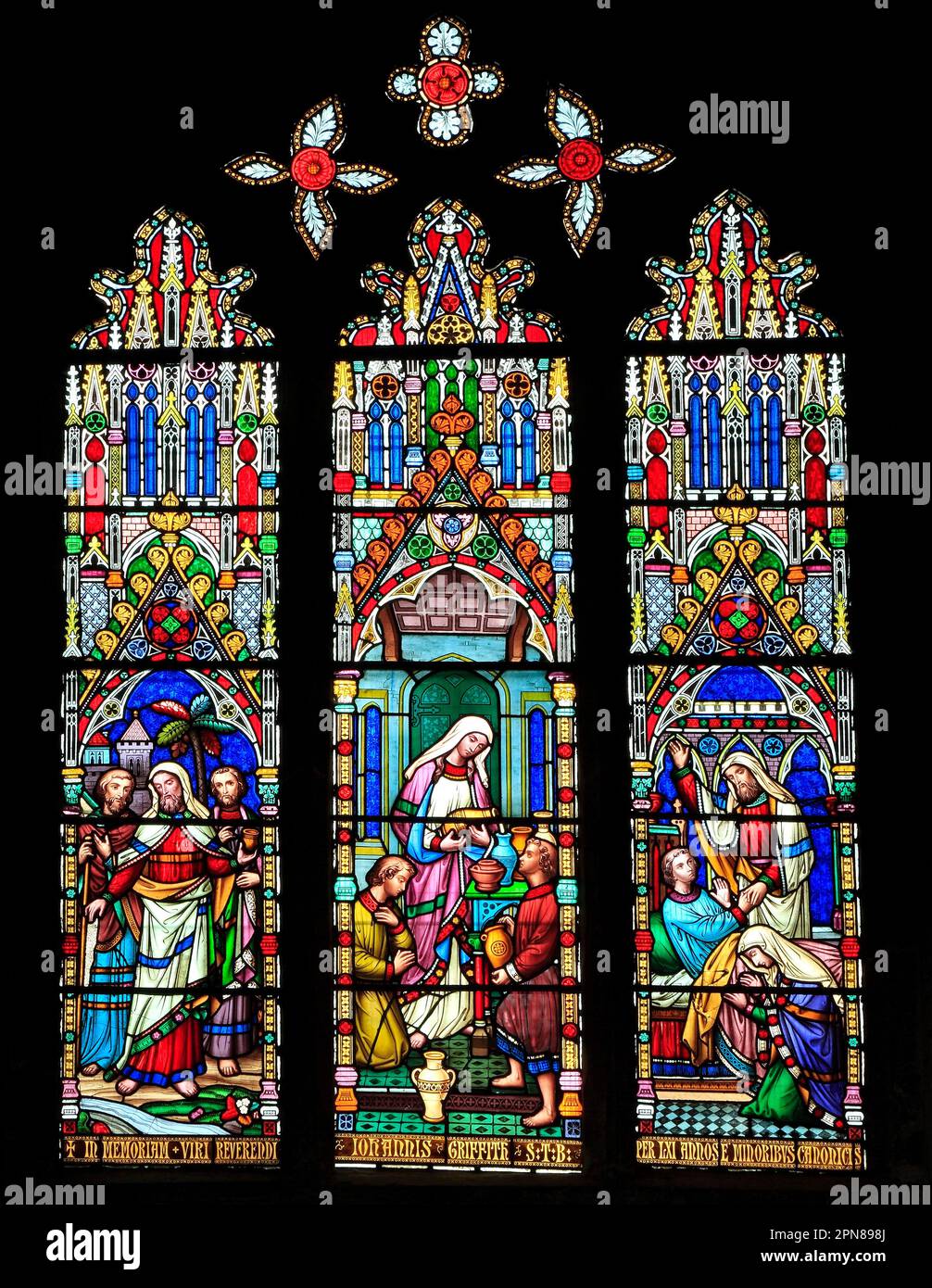 Stained glass window, Miracles of Elisha, by William Wailes, mid 19th ...