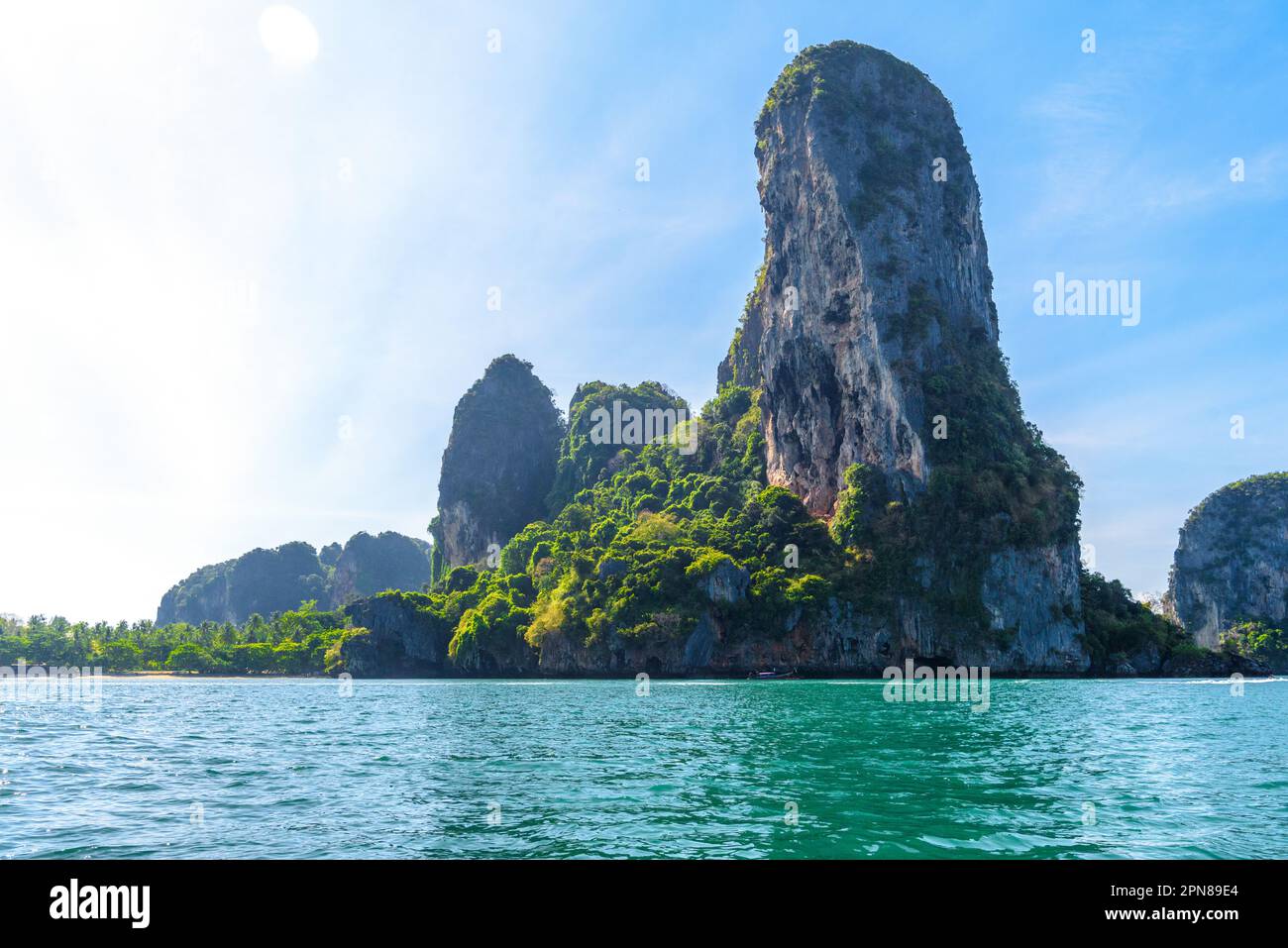 Cliff rock in azure water, Ko Rang Nok, Ao Phra Nang Beach, Ao Nang ...