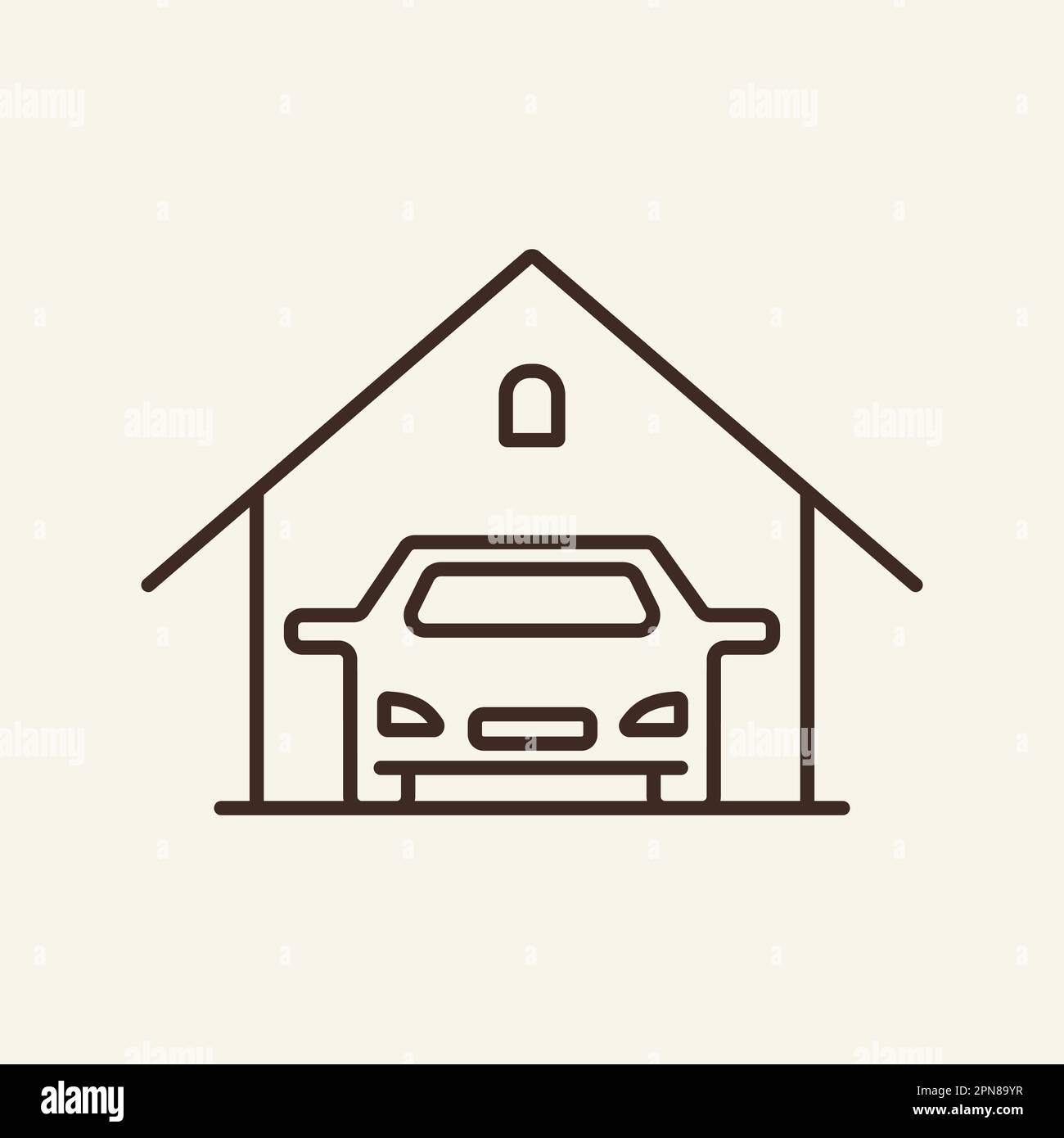 Garage with car line icon Stock Vector Image & Art - Alamy