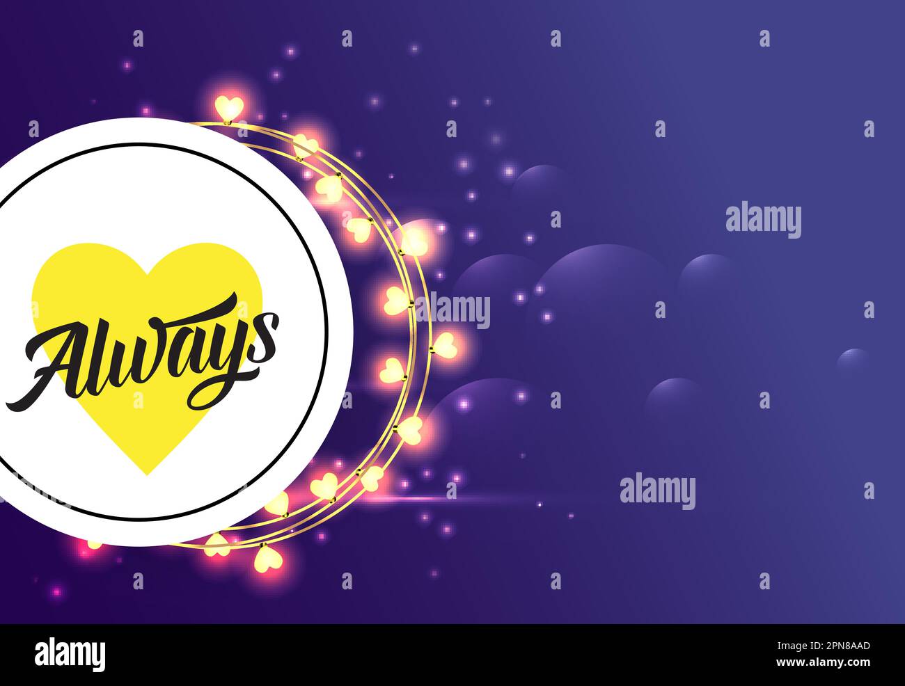 Always lettering in circle with lights garland Stock Vector Image & Art ...