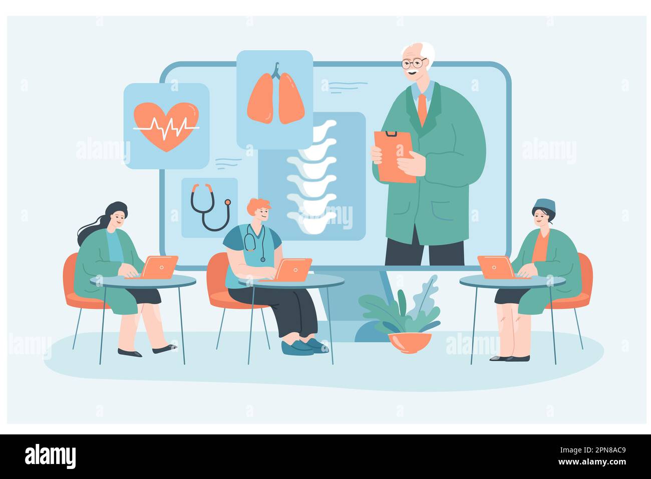 Online medical webinar flat vector illustration Stock Vector Image ...