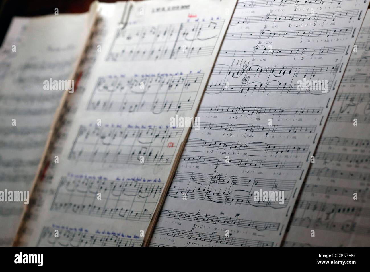 St Joseph church. Sacred music ang music sheet. Geneva. Switzerland ...
