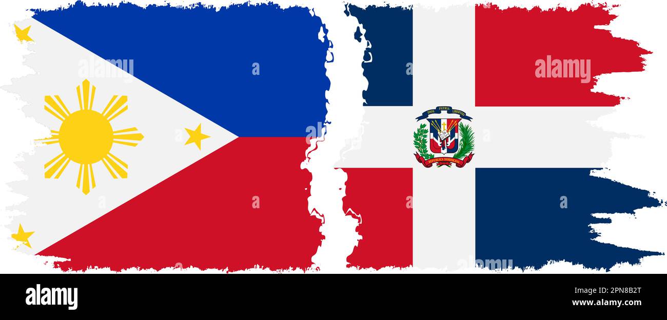 Dominican Republic and Philippines grunge flags connection, vector ...