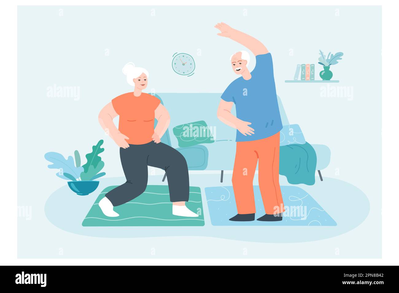 Old couple morning exercises hi-res stock photography and images - Alamy