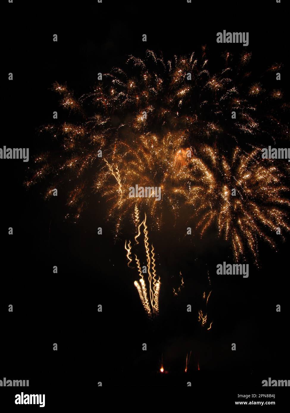 Colorful fireworks of various colors light up the night sky Stock Photo ...