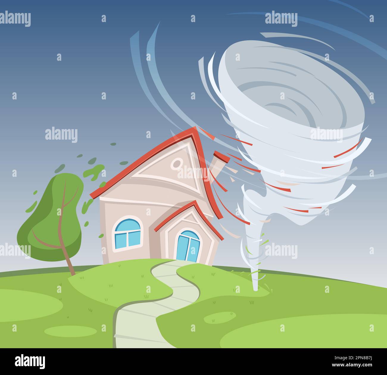 Tornado. natural disaster background. Vector cartoon illustration Stock ...
