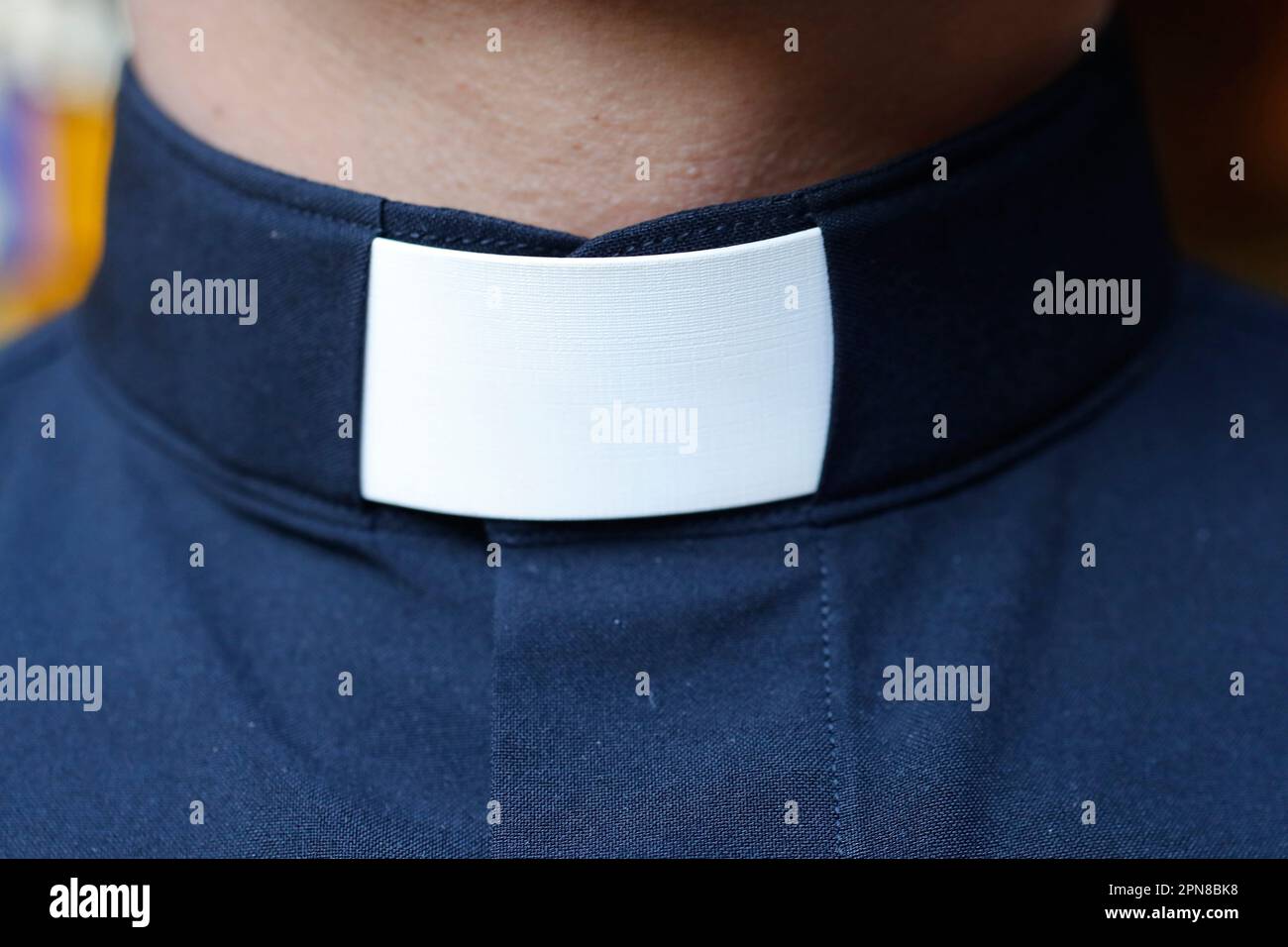 A catholic priest wearing a clerical collar. Close up. France Stock ...
