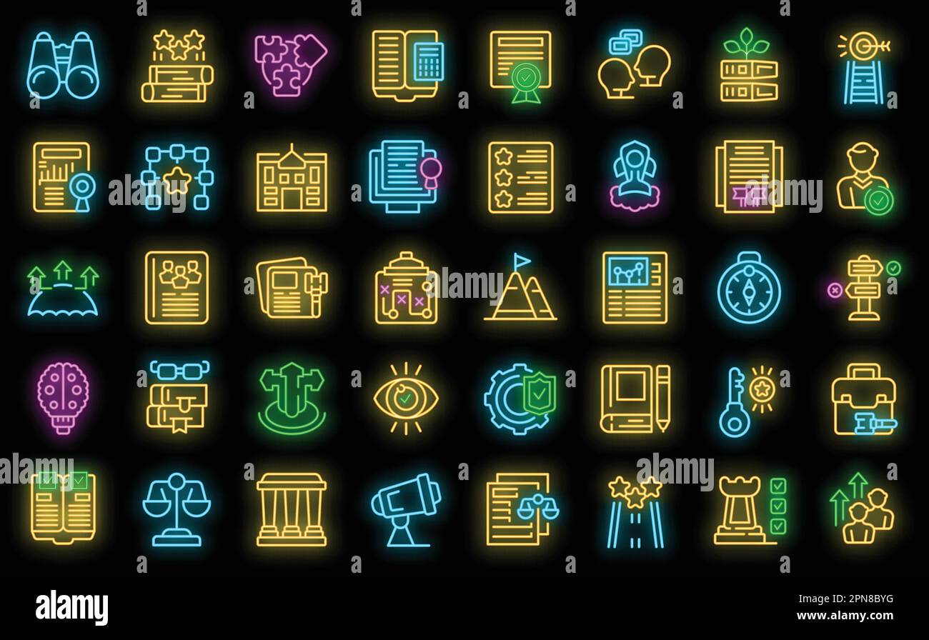 Corporate ethics icons set outline vector. Value impact. Core trust ...