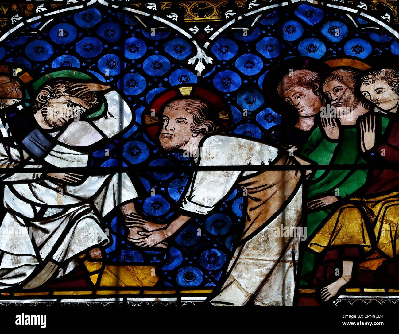 Strasbourg Cathedral. Stained glass. Christ Washing the Feet of the ...