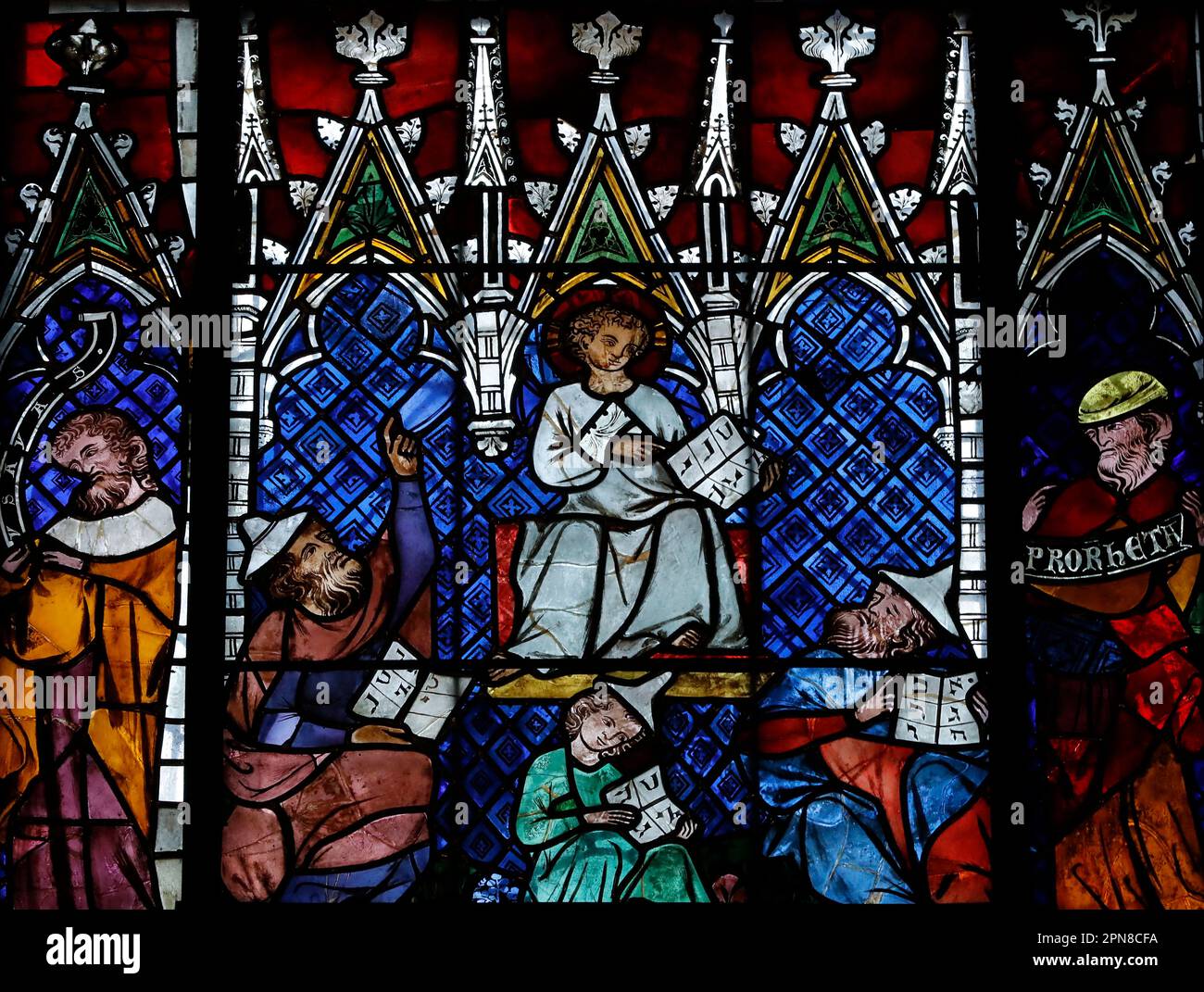 Strasbourg Cathedral. Stained glass. The Finding in the Temple, also ...