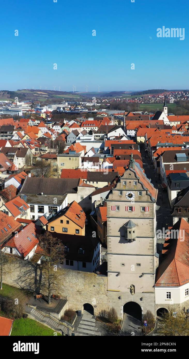Aerial View Of The Historical Old Town Of Bad Neustadt An Der Saale ...