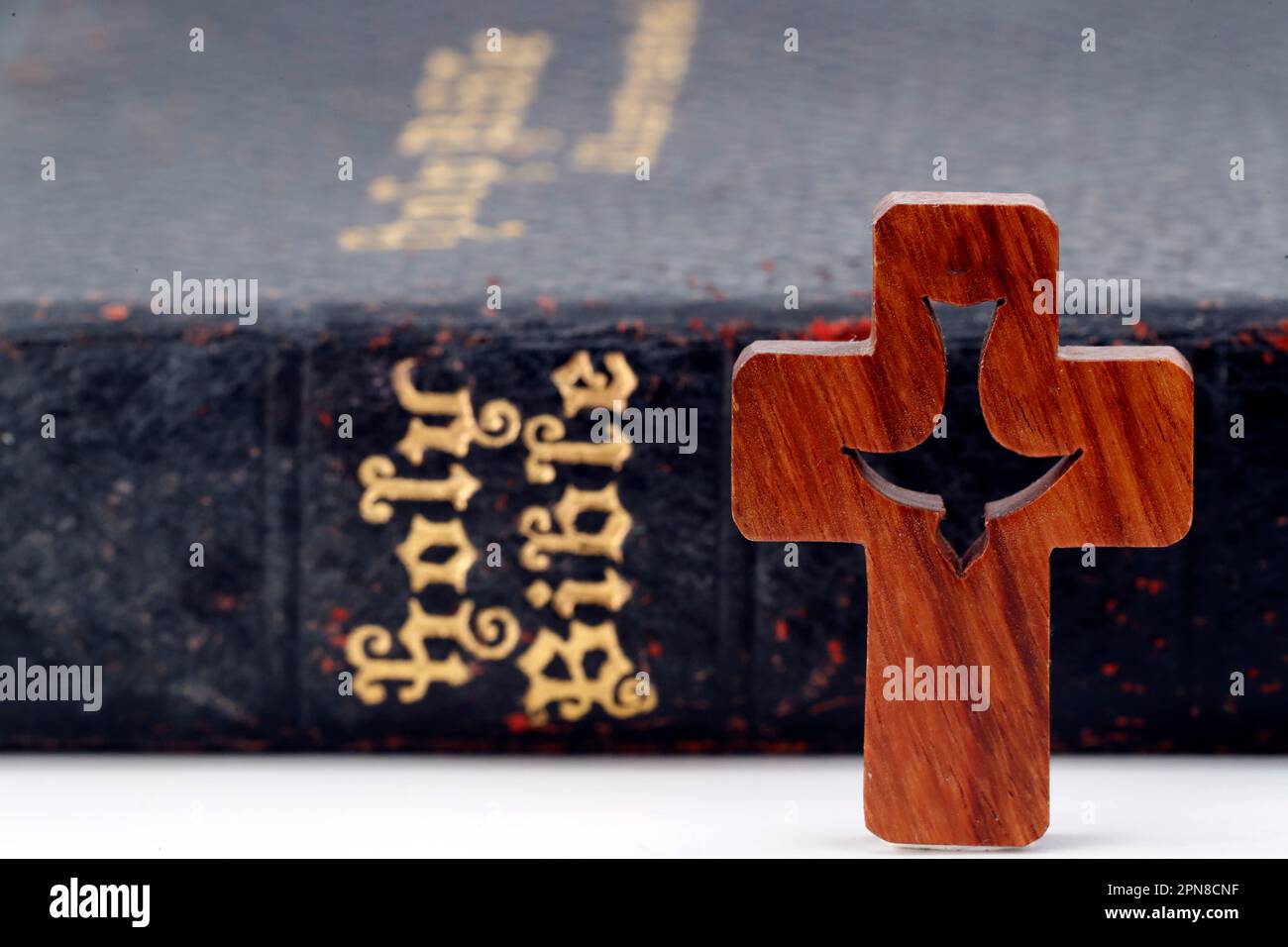 Holy bible with christian cross and dove holy spirit. Faith and ...