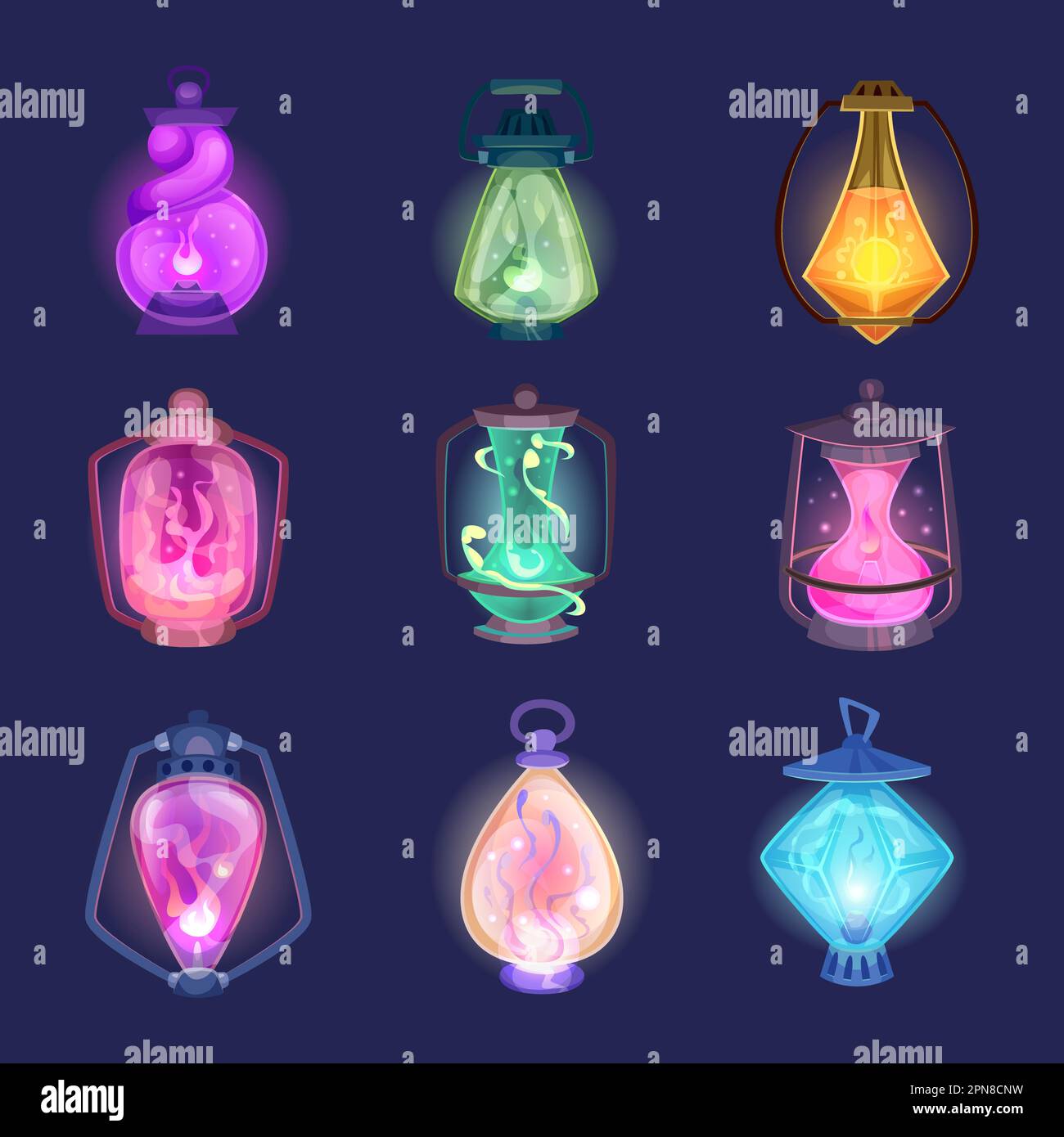 Fantasy lantern. Magical equipment of wizards exact vector game cartoon items Stock Vector Image ...