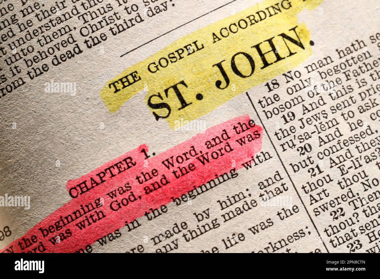 Open bible. Bible study. The gospel according to St John Stock Photo ...
