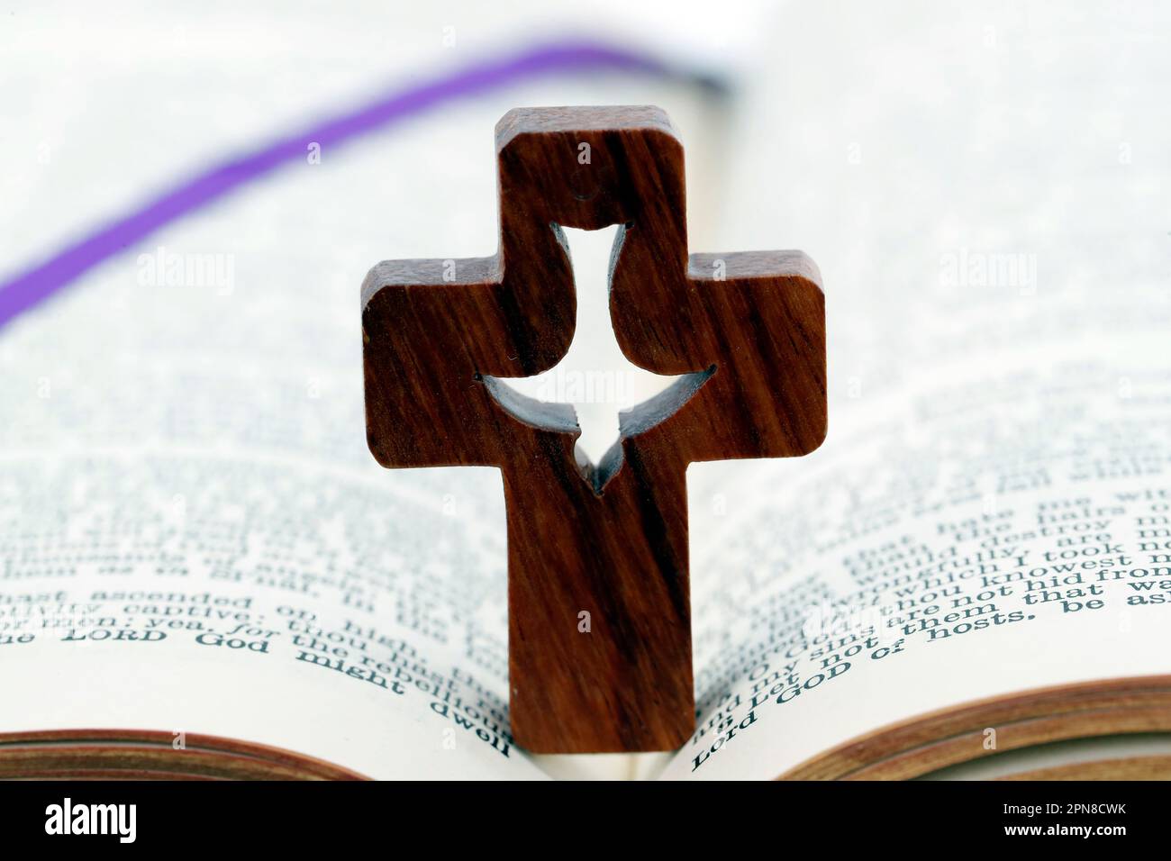 Open Bible Dove Cross Holy Spirit Bible Pages Stock
