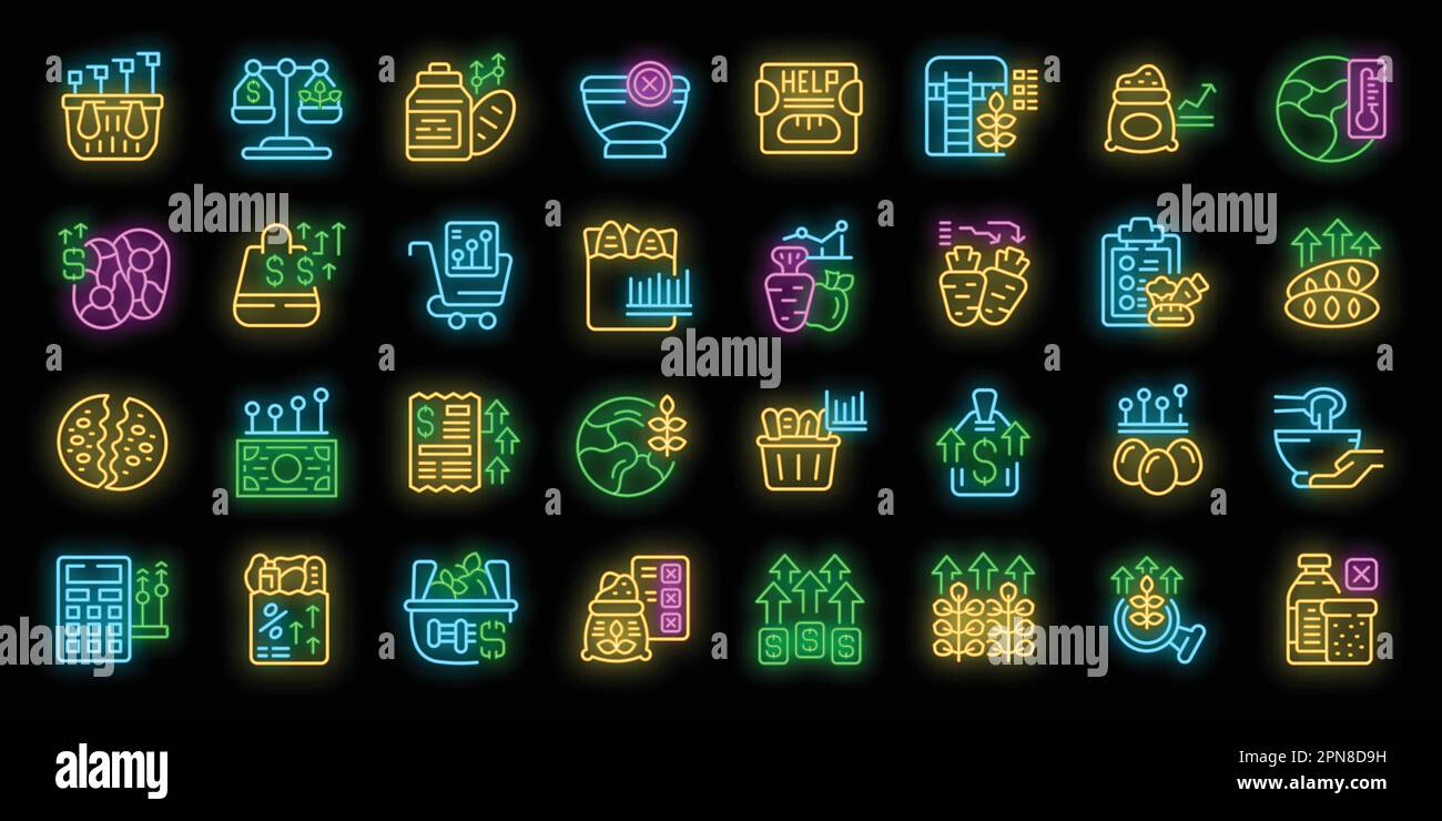 Food crisis icons set outline vector. Economy charity. Hunger ...