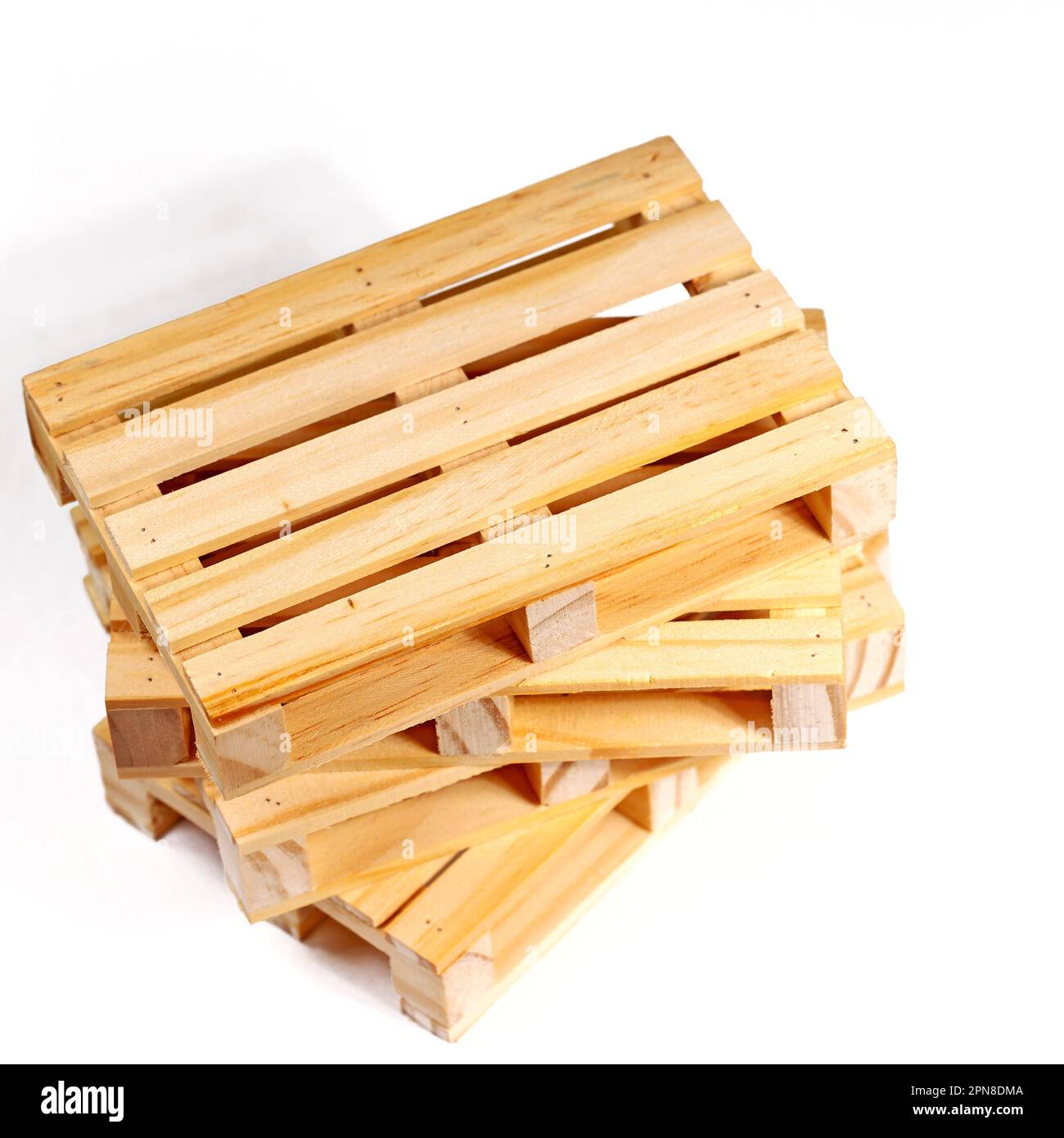 Wooden pallets against white background Stock Photo - Alamy
