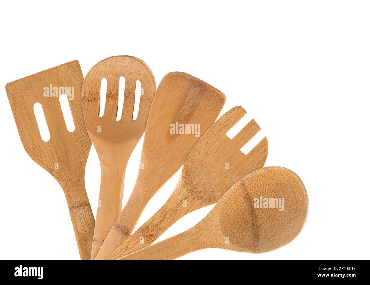 Old collection of wooden spoons isolated on white background Stock ...