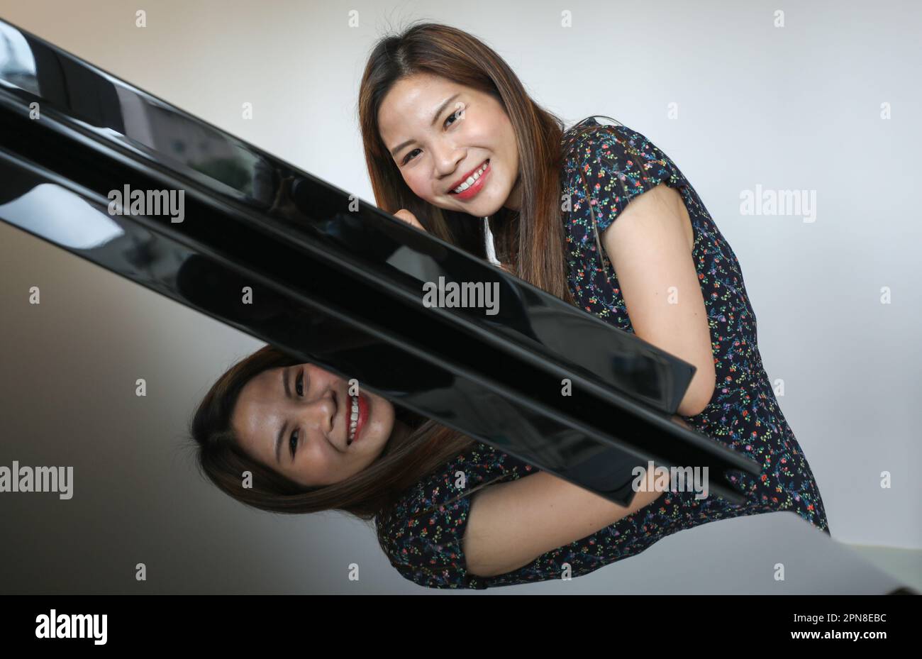 Pianist Rachel Cheung Wai-Ching with her piano in the Mid-Levels. 04APR23 SCMP / Xiaomei Chen ...