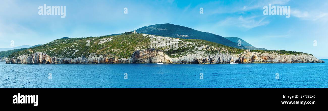 View of Blue Caves from ferry (Zakynthos, Greece, Cape Skinari ...