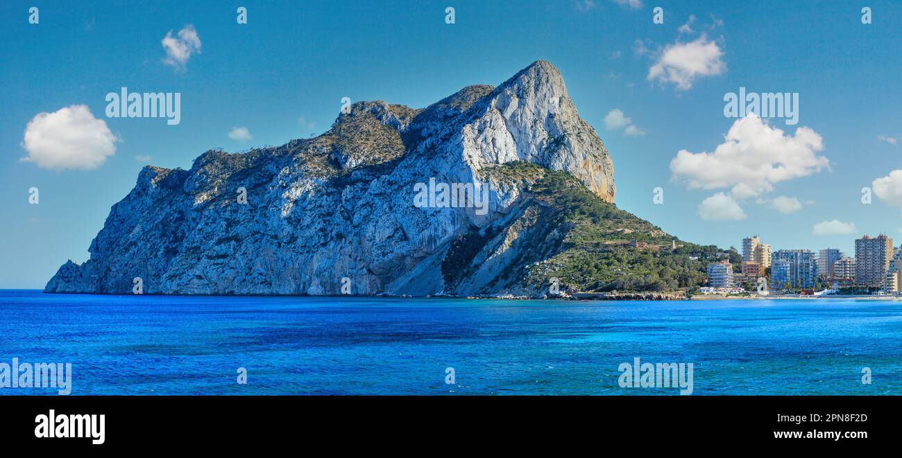 Calp town summer coastline at Costa Blanca (Valencia), Spain. People ...