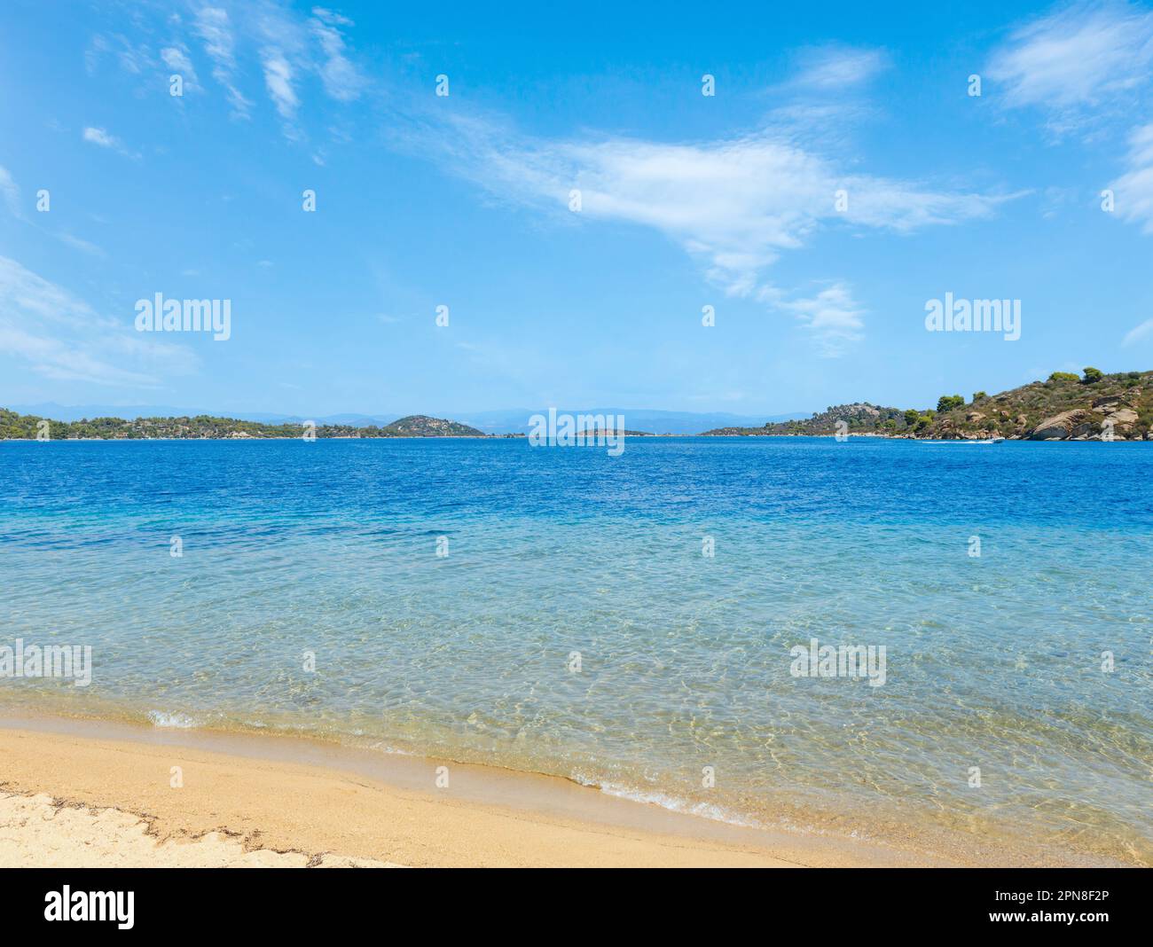 Summer sea coast landscape (Livari beach, Halkidiki, Sithonia, Greece ...