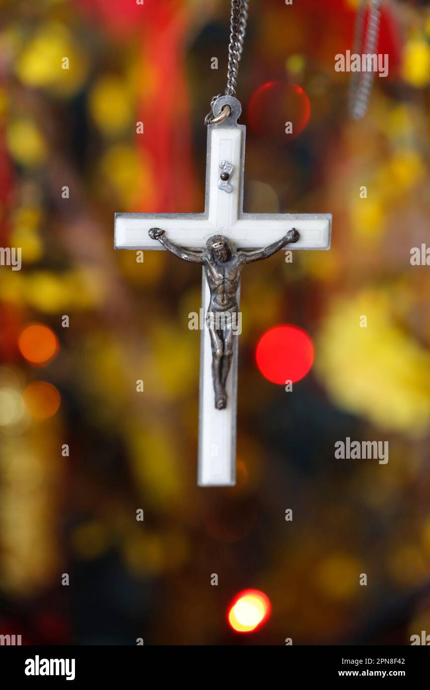 Pendant with Jesus christ crucified. Crucifix Stock Photo - Alamy